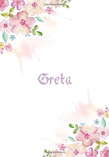 Greta: 7x10 inches 110 Lined Pages 55 Sheet Floral Blossom Design for ...