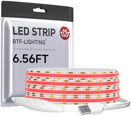 Amazon.com: BTF-LIGHTING FCOB COB FOB LED Strip Lights 5V USB Powered 6 ...