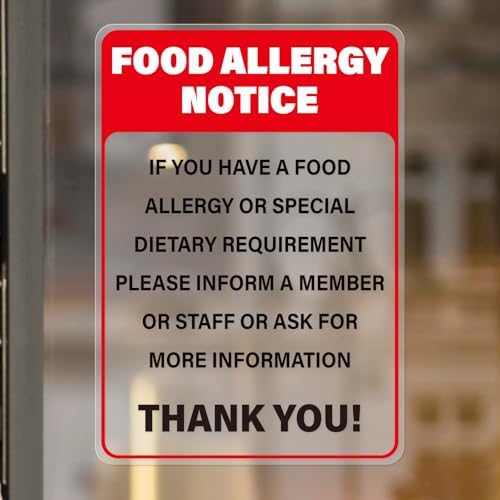 Amazon.com: YIKIADA 5 PCS Food Allergy Notice Sign 10 x 7 Inches Vinyl ...