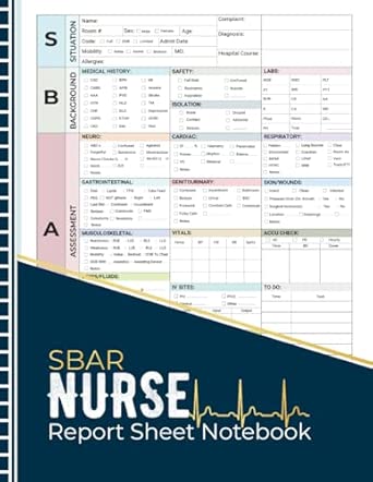 SBAR Nurse Report Sheet Notebook: Med-Surg Nurse Brain ICU Report Sheet ...