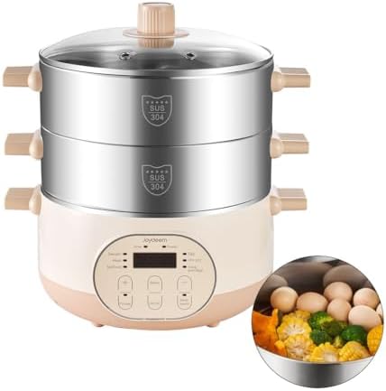 Amazon.com: Bar Electric Small Food Steamer 2 Tier, Egg Cooker with ...