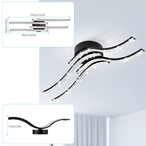 Zewanny LED Acrylic Ceiling Light 4 Built-in LED Boards,Flush Mount ...
