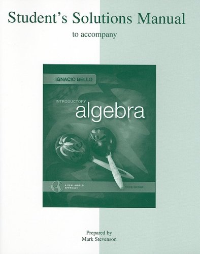 Introductory Algebra Student Solutions Manual: Bello, Ignacio: 9780073360959: Amazon.com: Books