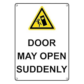 Amazon.com: Weatherproof Plastic Vertical Door May Open Suddenly Sign ...