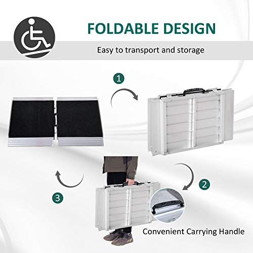 HOMCOM 2' Aluminum Skidproof PVC Portable Wheelchair Ramp for Home ...