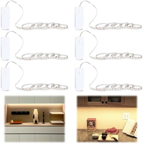 Striscia LED a Batteria, 6 Pezzi Striscia Led, 1 Metri Luce Armadio LED ...