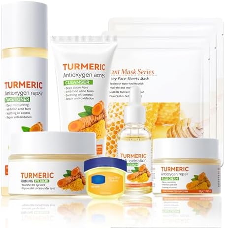 Amazon.com: 9 Pcs Turmeric Skincare Set with Moisturizing Facial ...