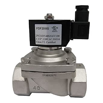 Amazon.com: PRM Válvula solenoide 120VAC, acero inoxidable 316, sellos ...