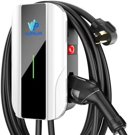 Amazon.com: Fexhull Level 2 EV Charger 48Amp 240V, 25ft Cable, EVSE w/ J1772 Connector, NEMA 14 ...