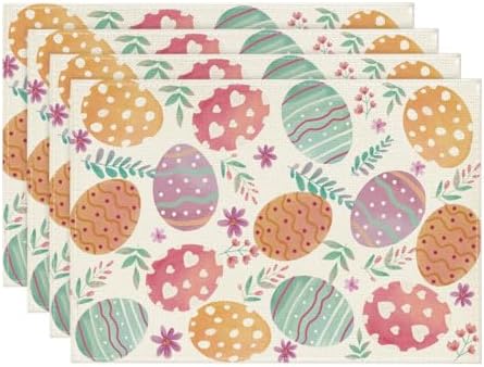 Amazon.com: Happy Easter Placemats Set of 4, 12 x 18'' Easter Bunny Egg ...