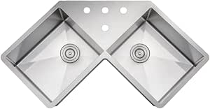 46 in. Handcrafted 16 Gauge Undermount Butterfly Equal Double Bowl ...