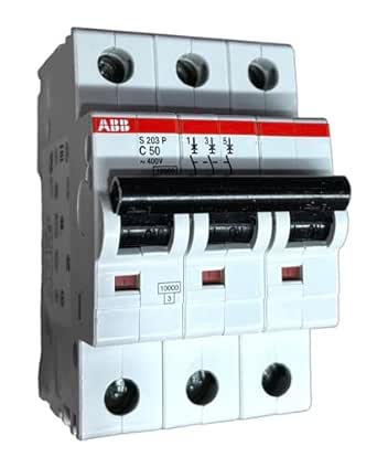 ABB, S203P-C50, Mini Circuit Breaker, 50 A, 3 Pole, 6 kA, Curve C, 277/Y480 VAC: Amazon.com ...