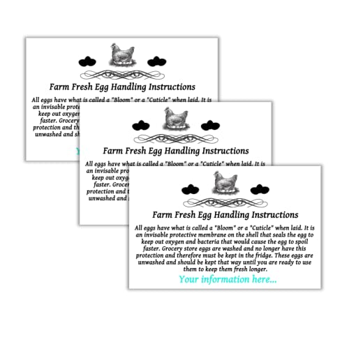 Amazon.com: 24 Personalized Farm Fresh Egg Care Handling Instruction ...