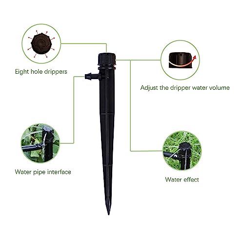 Pack of 100 Drip Irrigation T Connectors, 20 x Adjustable Drip Emitters ...