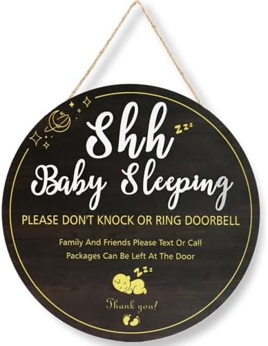 Amazon.com : Deroro Baby Sleeping Sign for Front Door, Please Do Not ...