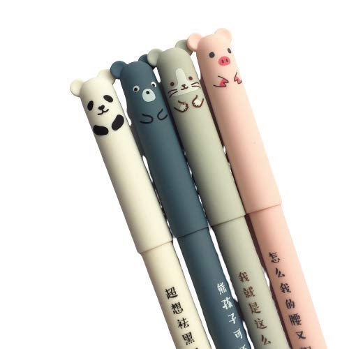 Kawaii Pig Bear Cat Mouse Erasable Gel Pen School 4 pcs/Set | Cute pens ...