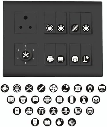 Clickedin Switch Board Stickers Black and White | Switch Id Sticker ...