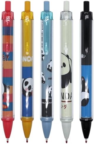 DunBong Retractable Gel Pens, Set of 5, 0.5 mm Fine Point, Cute Panda ...