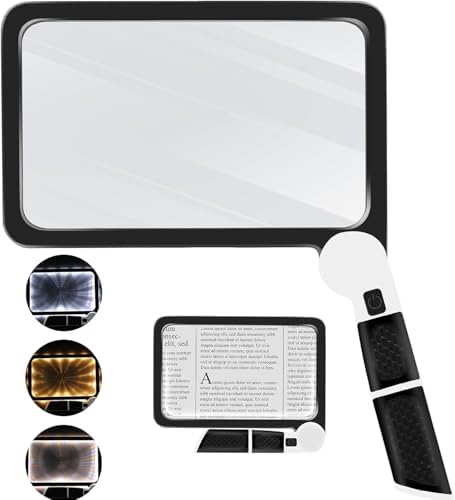 5X Sheet Magnifying Glass with Led Light, Ultra Bright Led Full Page ...