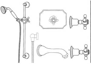 Justyna Collections Shower & Tub Filler Combo Jill J-7257-X-MB - Tub ...