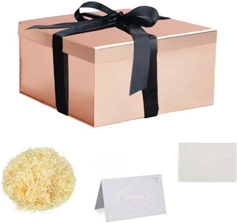 Rose Gold Gift Box with Lids 20x20x10cm Small Gift Box with Ribbon ...