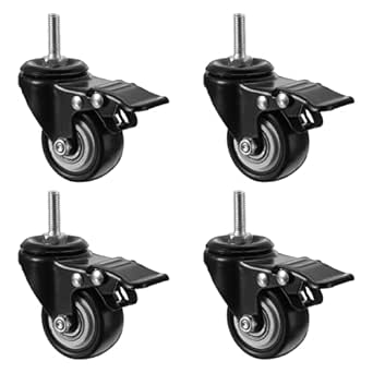 PATIKIL 2 Inch Stem Casters, 4 Pack PU Threaded Stem Caster Wheel with ...