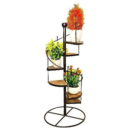 Iron and Wooden Spiral Stair Shape Flower Pot | Planter | Multi Tier ...