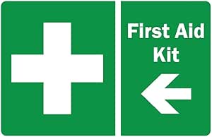 First aid kit left arrow safety sign - Self adhesive sticker (200mm x ...