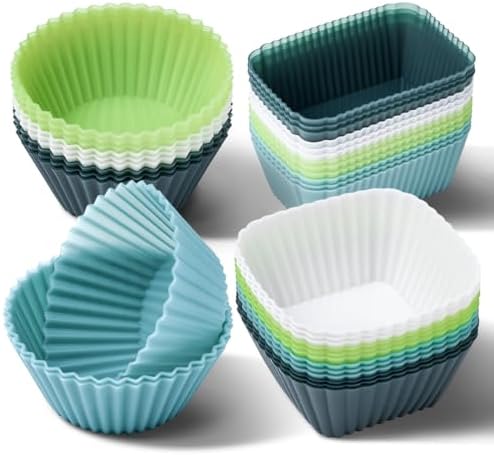 Amazon.com: SAWNZC Silicone Cupcake Liners, 24pack Reusable Baking Cups ...