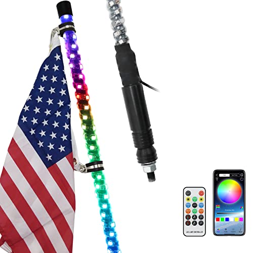 Snapklik.com : 2pcs 4FT LED Whip Lights For UTV ATV 360 Spiral RGB LED ...