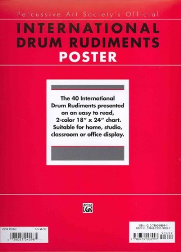 Drum Chart - International Drum Rudiments: 40 Rudiments on 18 x 24 Red ...