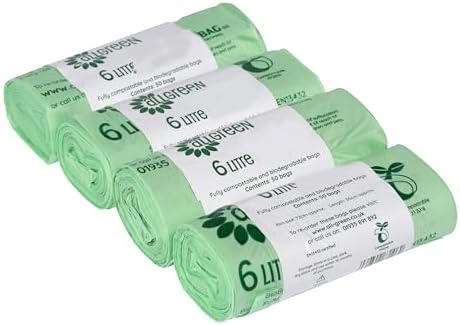 6 Litre x 200 bags All-Green Compostable Kitchen Caddy Liner - Food ...