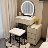 Amazon.com: Small White/Beige Vanity Desk with Drawers, Vanity Table ...