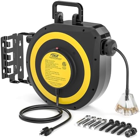 addlon 45FT Retractable Extension Cord Reel with 180° Detachable Swivel ...