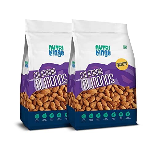 NUTRI BINGE Almond (Badam) 200 Grams - Pack of 2, Premium California ...