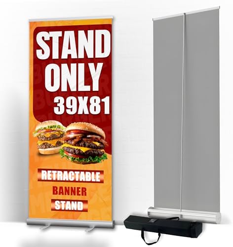 Anley 39 x 81 IN Retractable Roll-Up Banner Stand with Carrying Bag ...