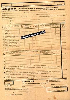 Original-Meldebogen auf Grund des Gesetzes zur Befreiung von ...