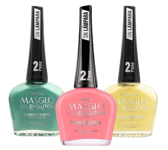 Amazon.com : MASGLO GEL EVOLUTION Nail Polish Gel Effect, No UV/Led ...