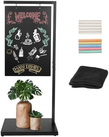 Amazon.com : SHANTRA Chalkboard Sign with Metal Base, 19" x 43" Double ...