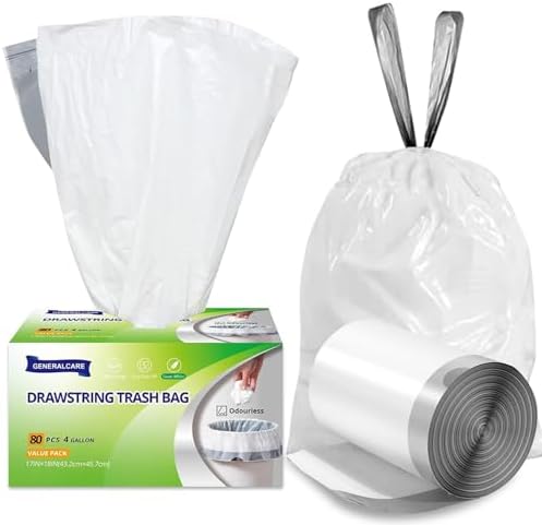Amazon.com: Small Trash Bags 4 Gallon - Drawstring 4 Gallon Trash Bag ...