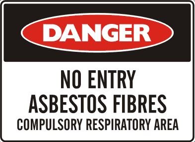 Danger No Entry Asbestos Fibres Compulsory Respiratory Area Sticker ...
