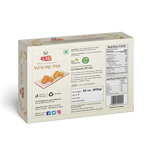 Lal Sweets Signature Mysore Pak | Traditional Indian Sweet with Pure ...