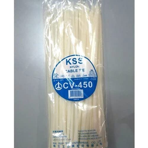 KSS Nylon Cable Tie Organizer | Heavy Duty Cable Ties (White, 450mm x 4 ...