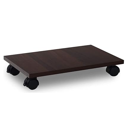 UniShop Heavy Duty Wooden CPU Trolley Computer Desktop Tower Stand with ...