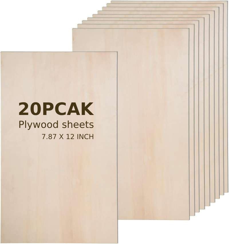 Amazon.com: Plywood Board 20PCS 12" x8" x 1/12 inch Basswood Sheets ...