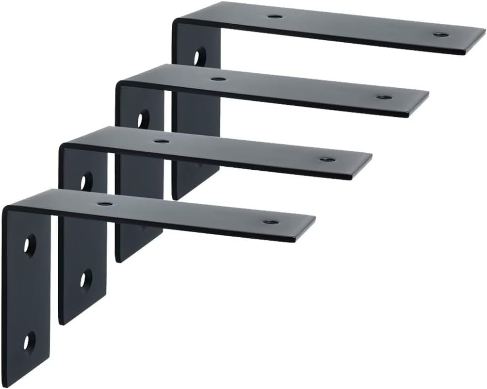 4 Pcs L Shaped Shelf Brackets - Metal Shelf Supports with Screws and ...