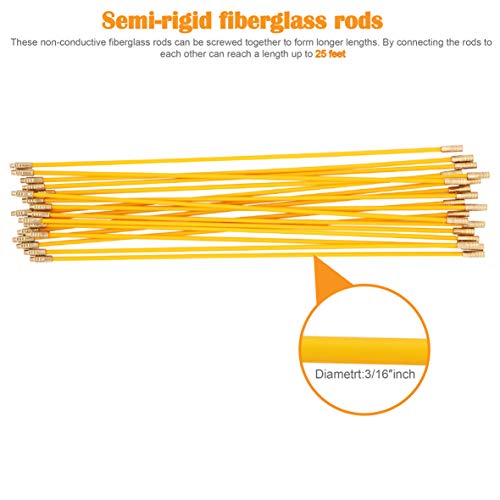 Snapklik.com : 25 Feet Fiberglass Cable Wire Running Rod Coaxial ...