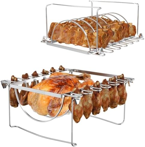 Amazon.com : DELSbbq 3 in 1 Rib Rack, Chicken Leg Rack & Turkey ...