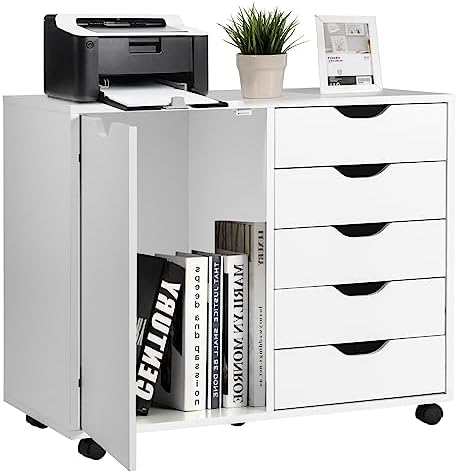 Amazon.com: LOKO 5-Drawer Lateral File Cabinet, Mobile Filing Cabinet ...