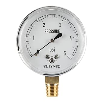 SCTSNSR 0 to 5 Psi Low Pressure Gauge, Capsule Measurement System, 2.5 ...